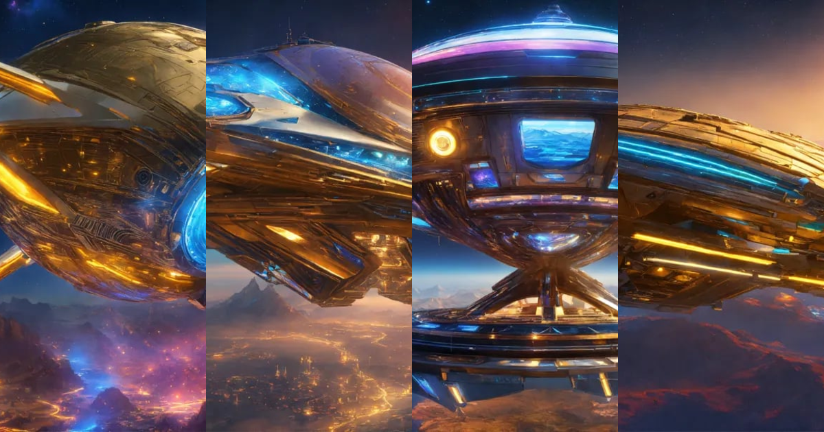 Lexica - Futuristic spaceship,alien design,flying in starry space ...
