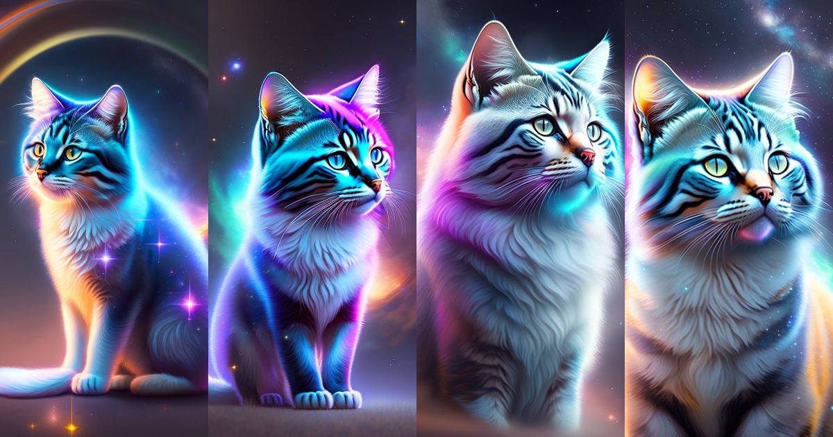 Lexica - A cosmic cat, with fur that glows like a galaxy, eyes that ...
