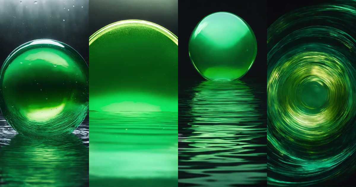 Lexica - Hyper realistic opaque green abstract circular metallic frozen ...