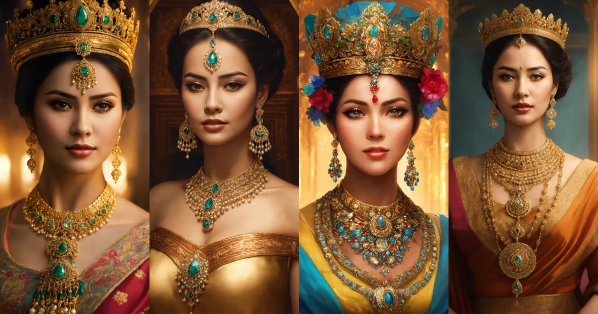 Lexica - Create a description of a majestic middle-aged queen ruling ...