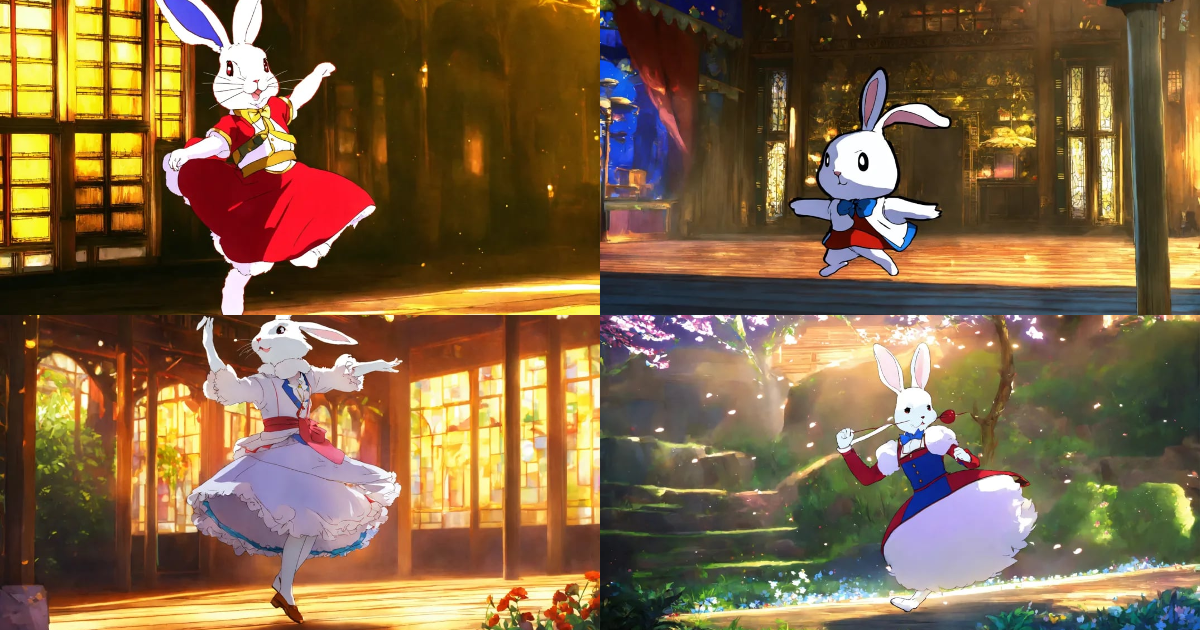 Lexica - Anime white rabbit dancing