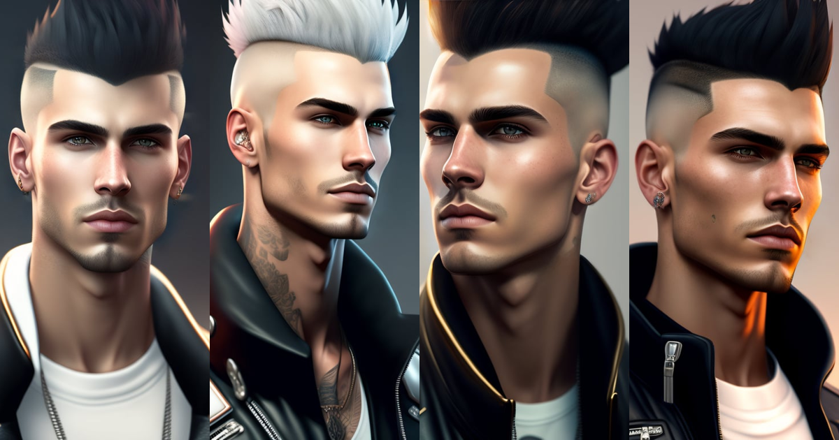 Lexica - Realistic portrait of a white young male punk, shaved sides of ...