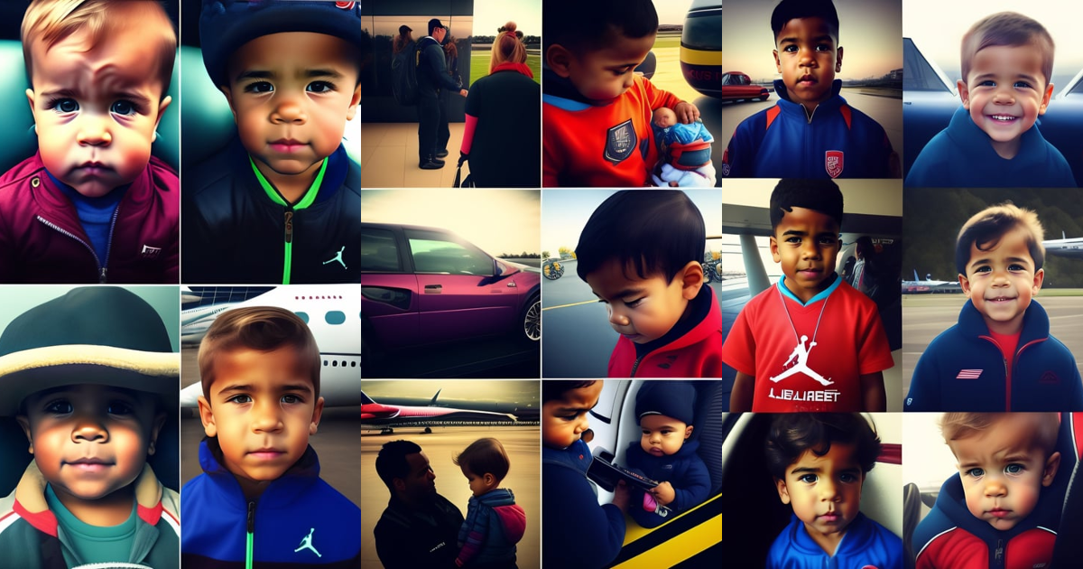 Lexica - Imagine split into 5 photos. First: Jordan is at the airport ...