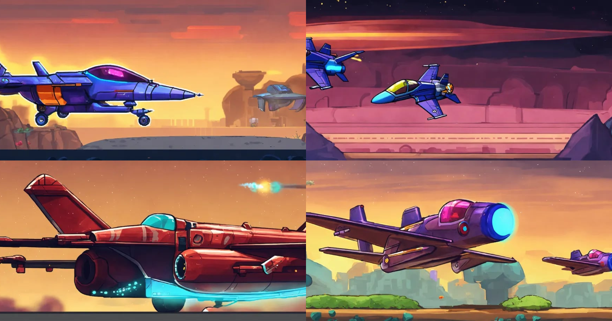 Lexica - A small 2d attack jet, for a 2d platformer game, cute theme, scifi
