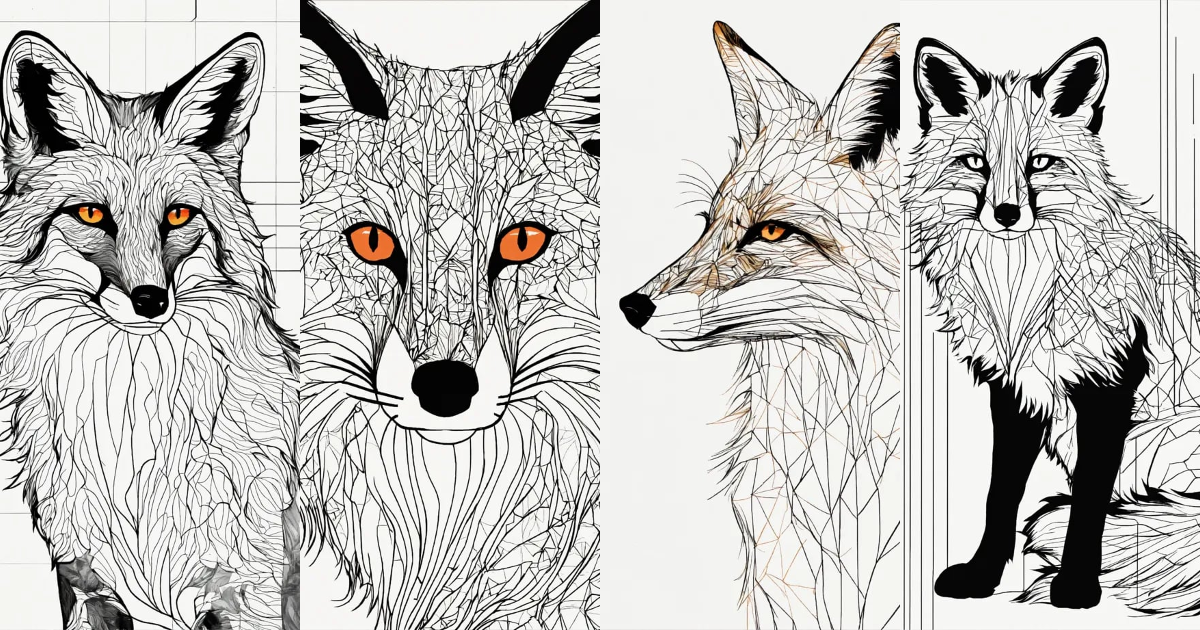 Lexica - Create a sketch of the fox silhouette, black, single lines as ...