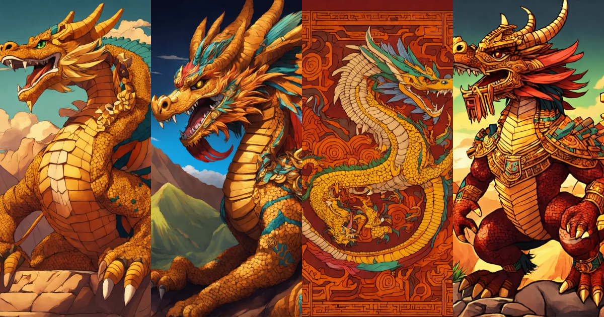 Lexica - Amaru Dragon Inca culture anime art style