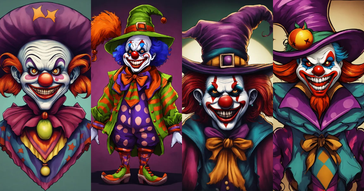 Lexica - Tattoo style image of a cartoon Trickster Clown in furo ...