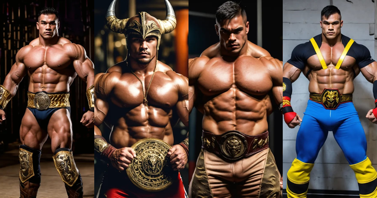 Lexica - 30-year-old wrestler with big muscles, bodybuilder, big, Shao Kahn
