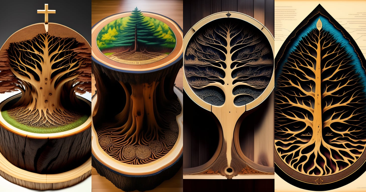 Lexica - A tree stump with a cross section cut in half, a woodcut by Aaron Nagel,, behance ...