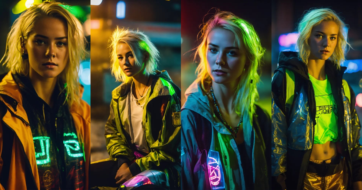 Lexica - A blonde young homeless beautiful female athlete in cyberpunk ...