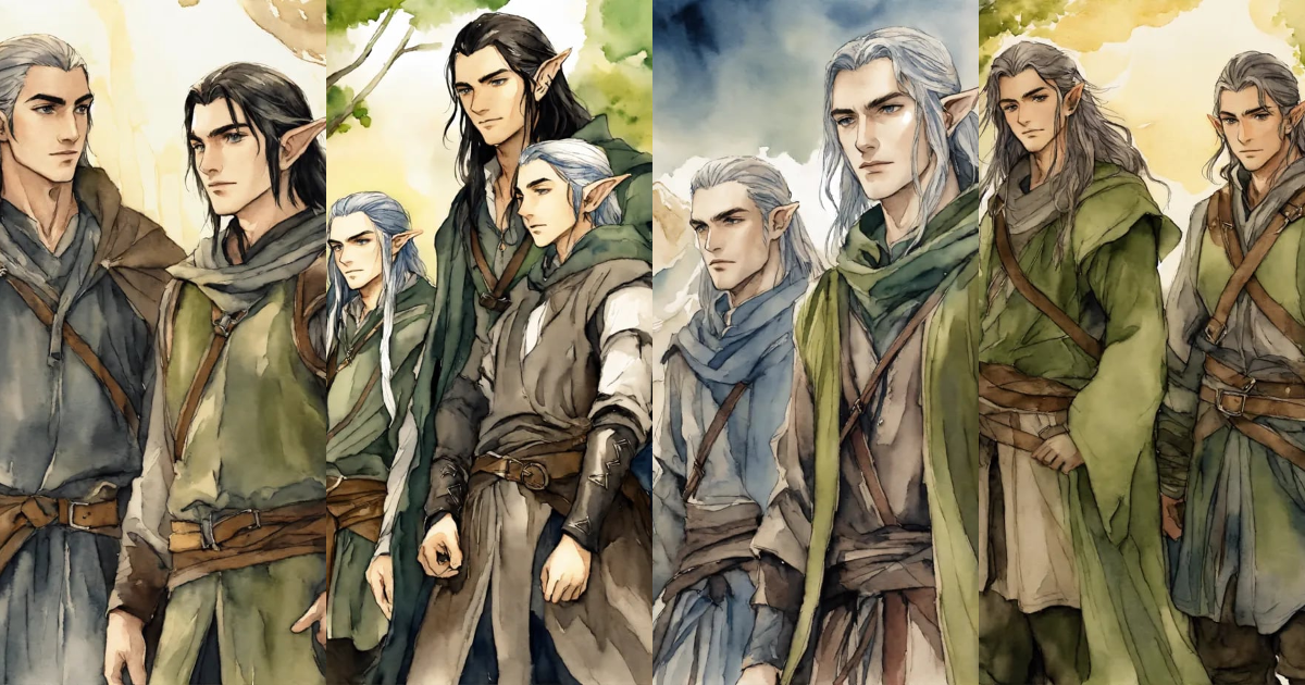 Lexica - The elves Eladan and Elrohir from LOTR with grey clothes in ...