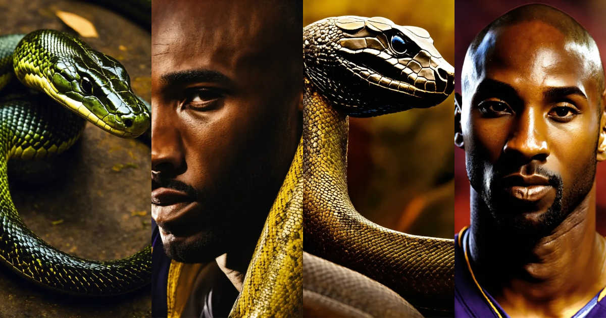 Lexica - Black Mamba snake right side face, Kobe Bryant Left side face