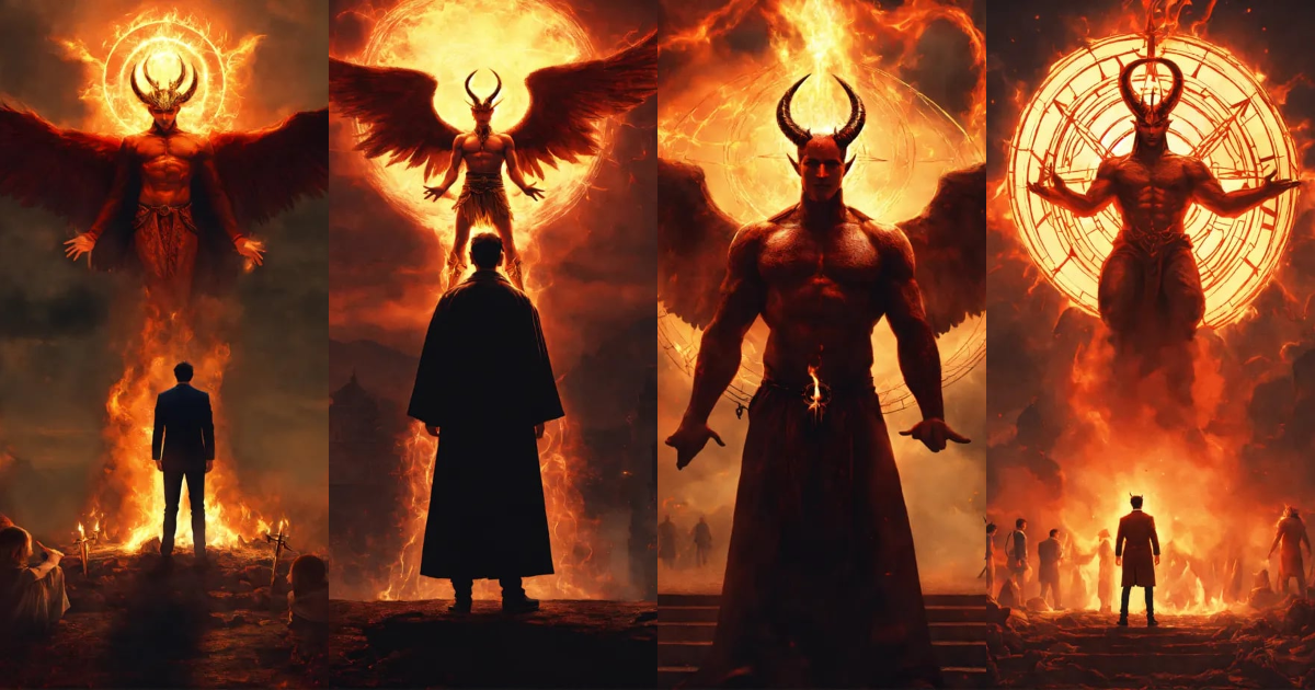 Lexica - Man summoning lucifer. Appearing in front of the person.