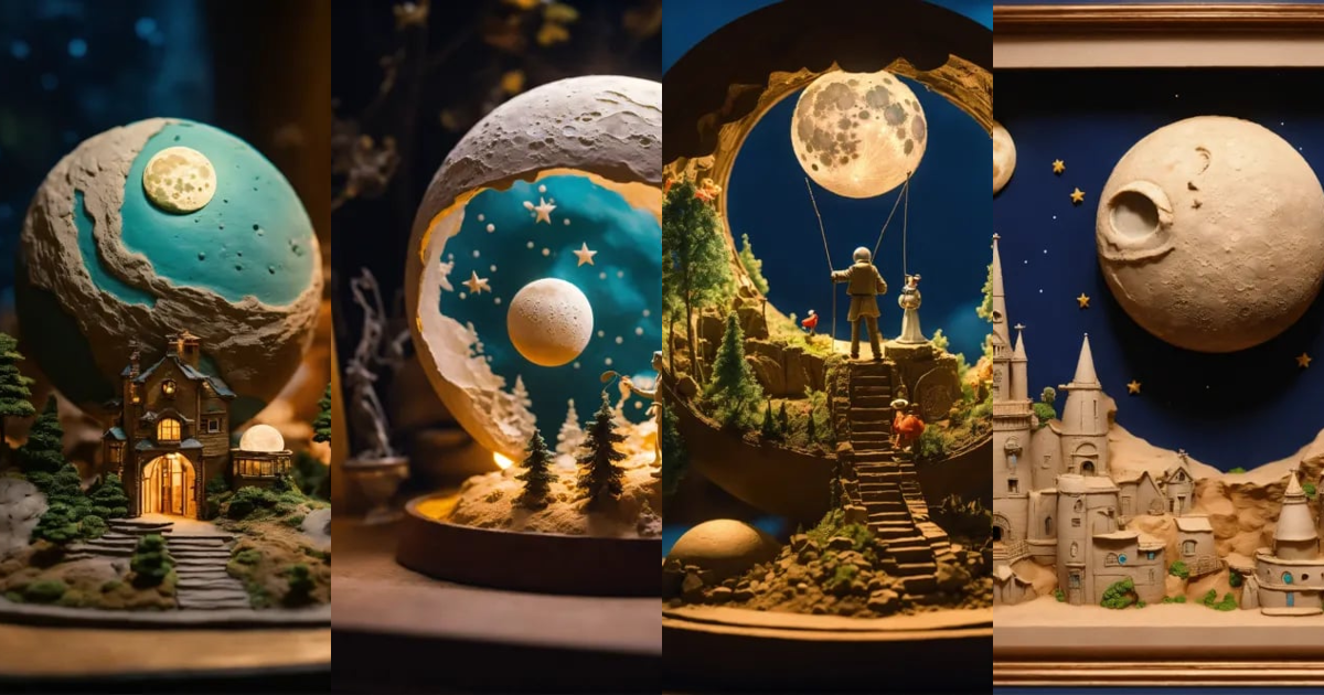 Lexica - Hand-made artwork 3D, modeling clay, iconic moon-in-the-eye ...