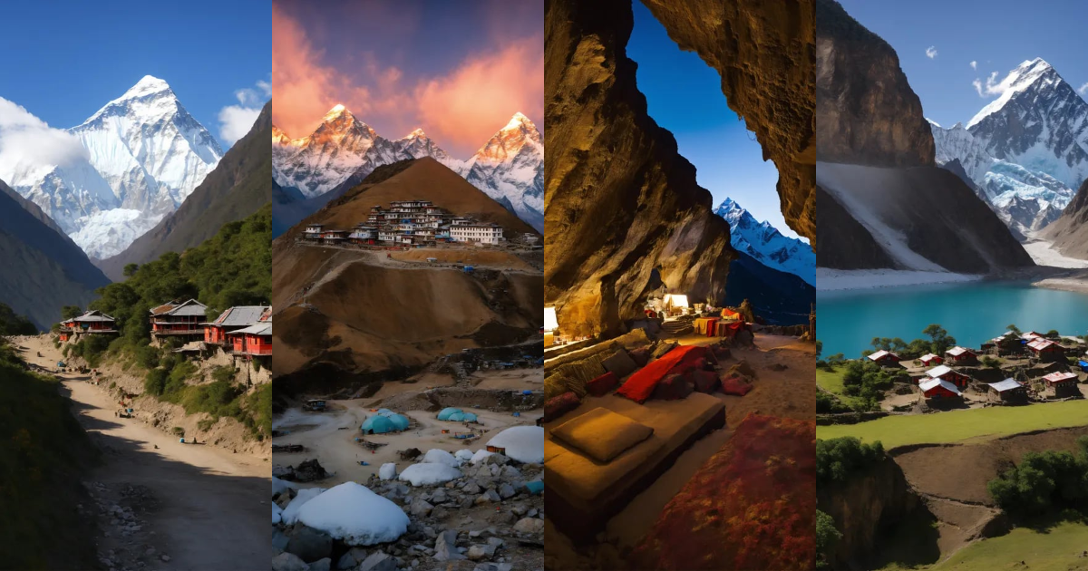 Lexica - Cave houses embedded into Mount Everest.