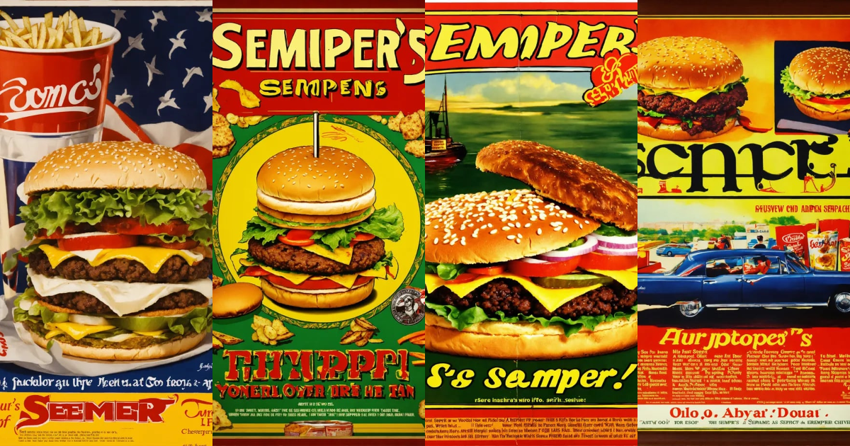 Lexica - Fast food advertisement poster for "Semper's"