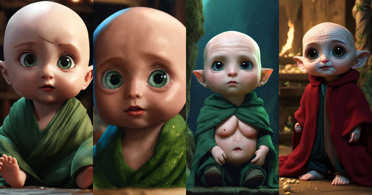 Lexica - Voldemort as a cute baby, cartoon effect, very big eyes. More ...