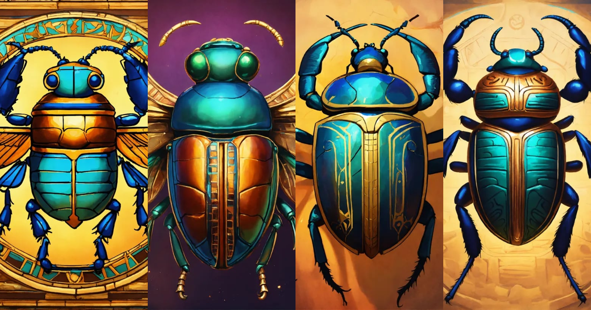 Lexica - Scarab beetle ancient egypt symbol, cartoon oil paint, 2D ...