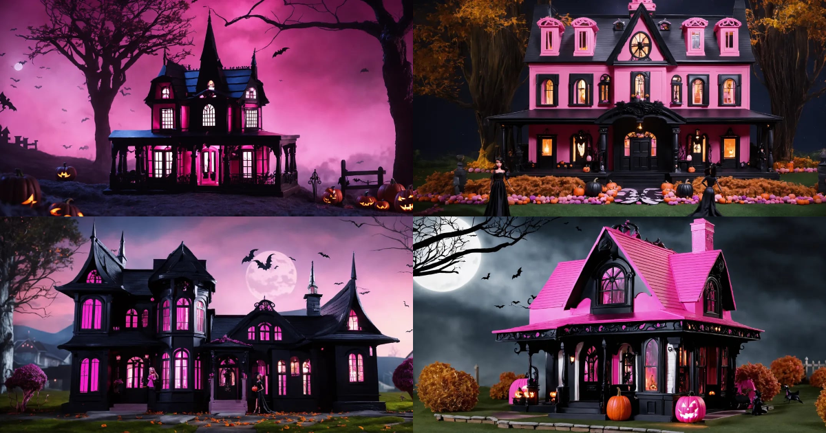 Lexica - Barbie dolls, witch, black, pink, witches house exterior ...