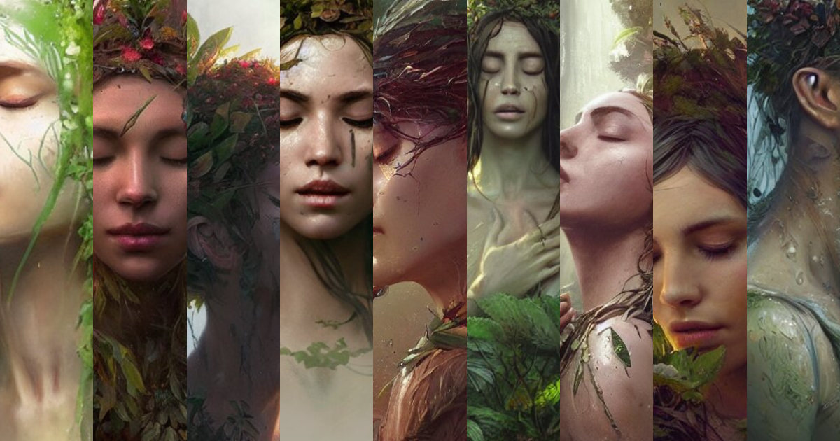 Lexica - A beautiful portrait of a plant goddess with closed eyes by ...