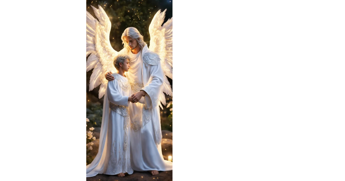 Lexica - 2 male guardian angels with detailed and luminous white angel ...