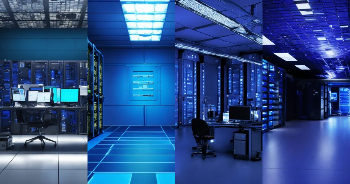 Lexica - Blue wallpaper many techn experts in futuristic state server ...