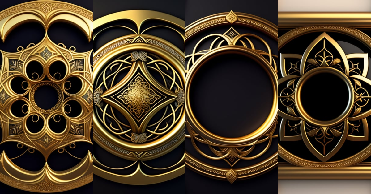 Lexica - An intricate art nouveau edges frame, with golden intertwined edges and africa shaped ...