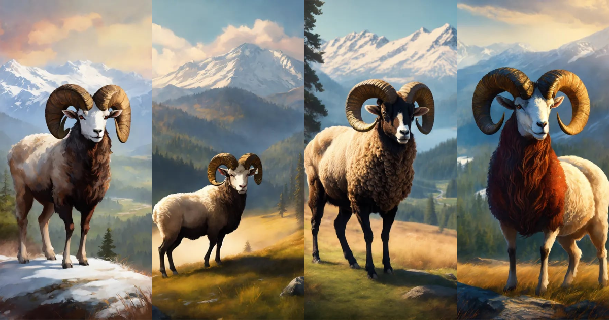 Lexica - Concept art of a ram with long curly horns and strong front ...