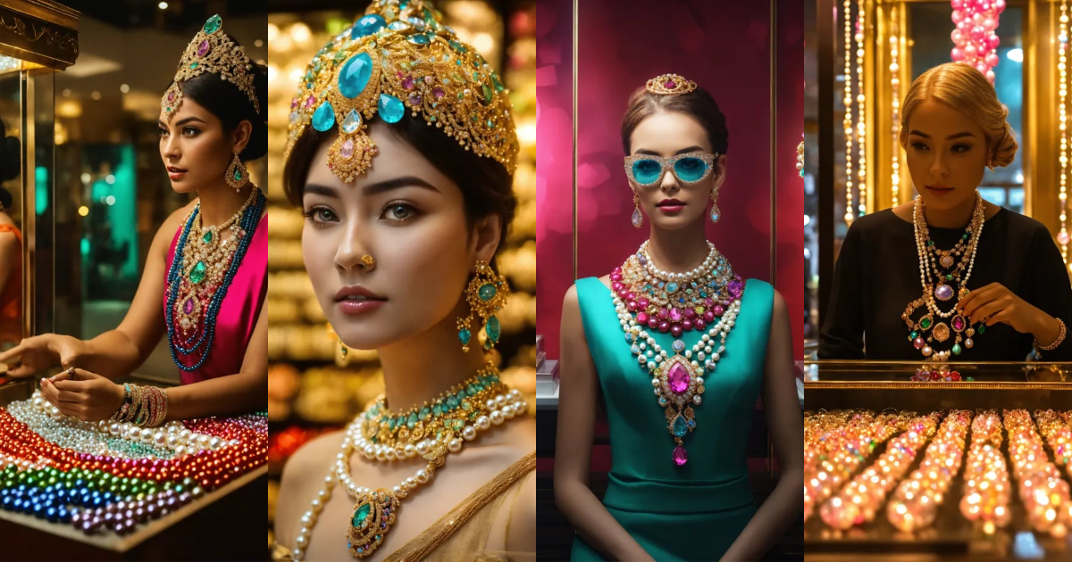 Lexica - Gems dealer in a jewellery store with color pearls watching me ...