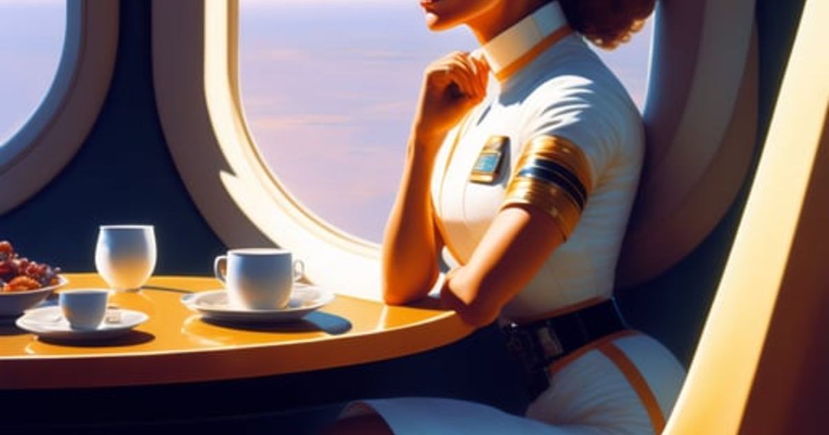 Lexica - "Attractive female Starship captain having breakfast in space ...