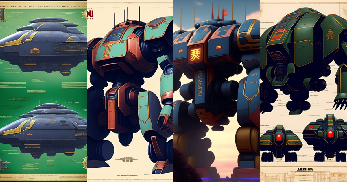 Lexica - Giant mecha neo zeon blueprint highly detailed