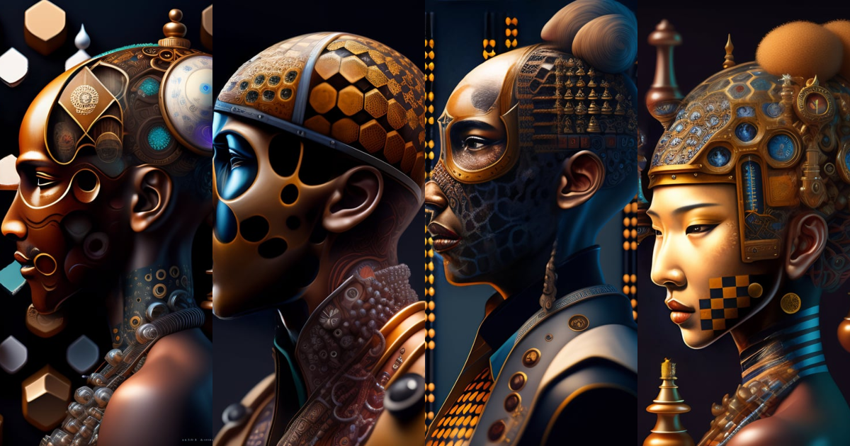 Lexica - The anatomy of a zoombie head made of chess boards, an ...