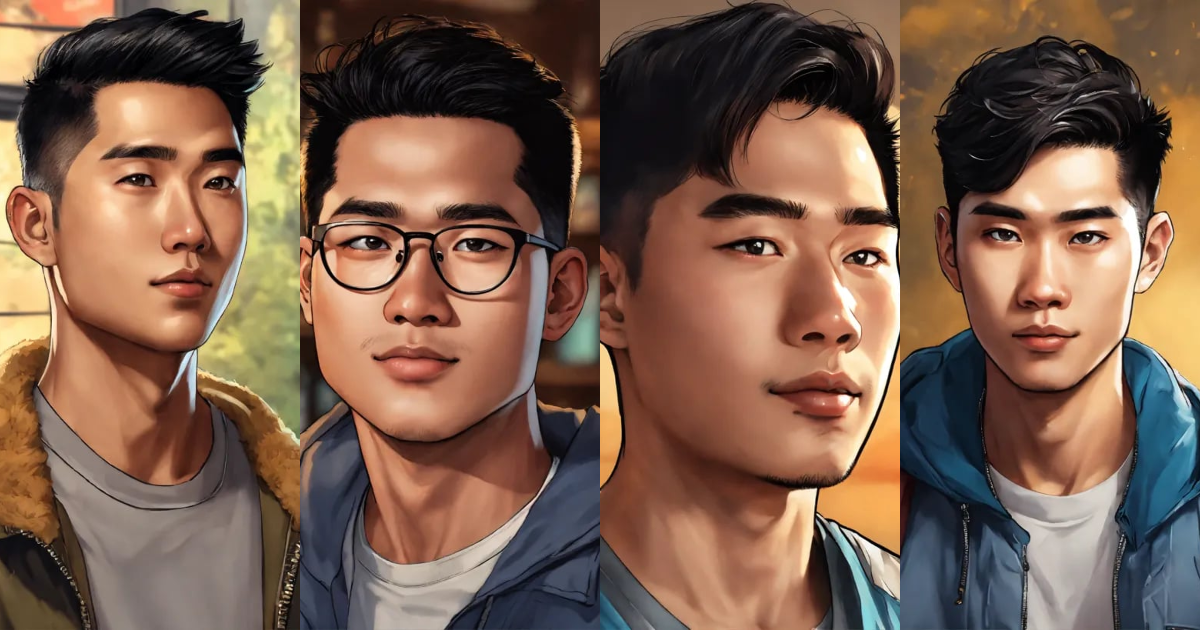 Lexica - Cartoon realistic comic Portrait asian American male adult