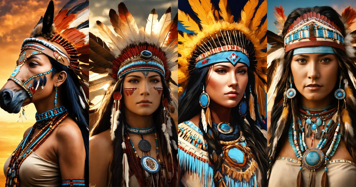 Lexica - Native American beautiful princess full head dress in 3d ...