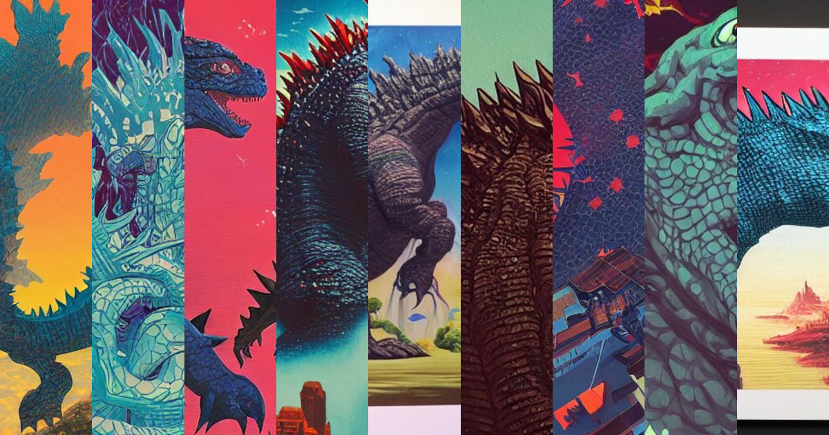 Lexica - Godzilla posing for a school picture, religious painting ...