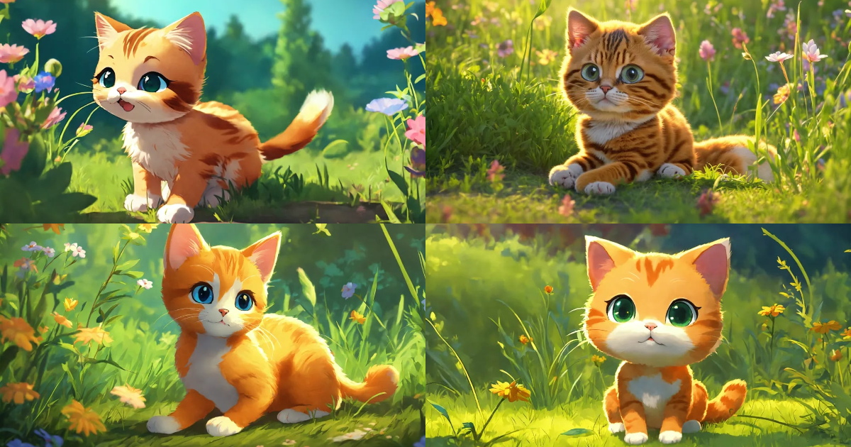 Lexica - Hello, little cat. She plays in the meadow, finding a soft ...