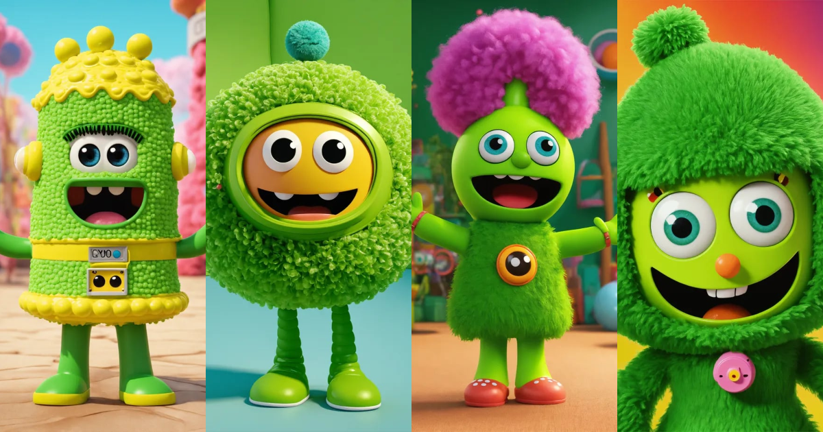 Lexica - Create a cute yo gabba gabba green female character with cute ...