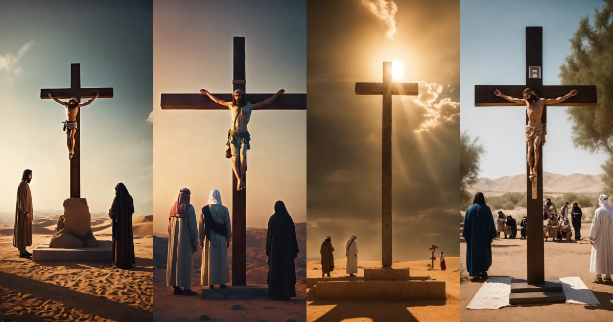 Lexica - Middle eastern sad people standing looking at the cross, jesus ...