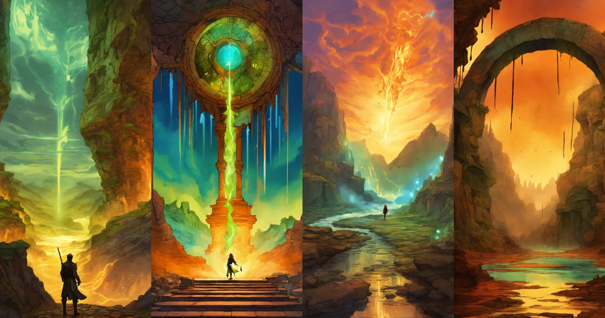 Lexica - Fantasy temporal rift tear, digital art graphic novel