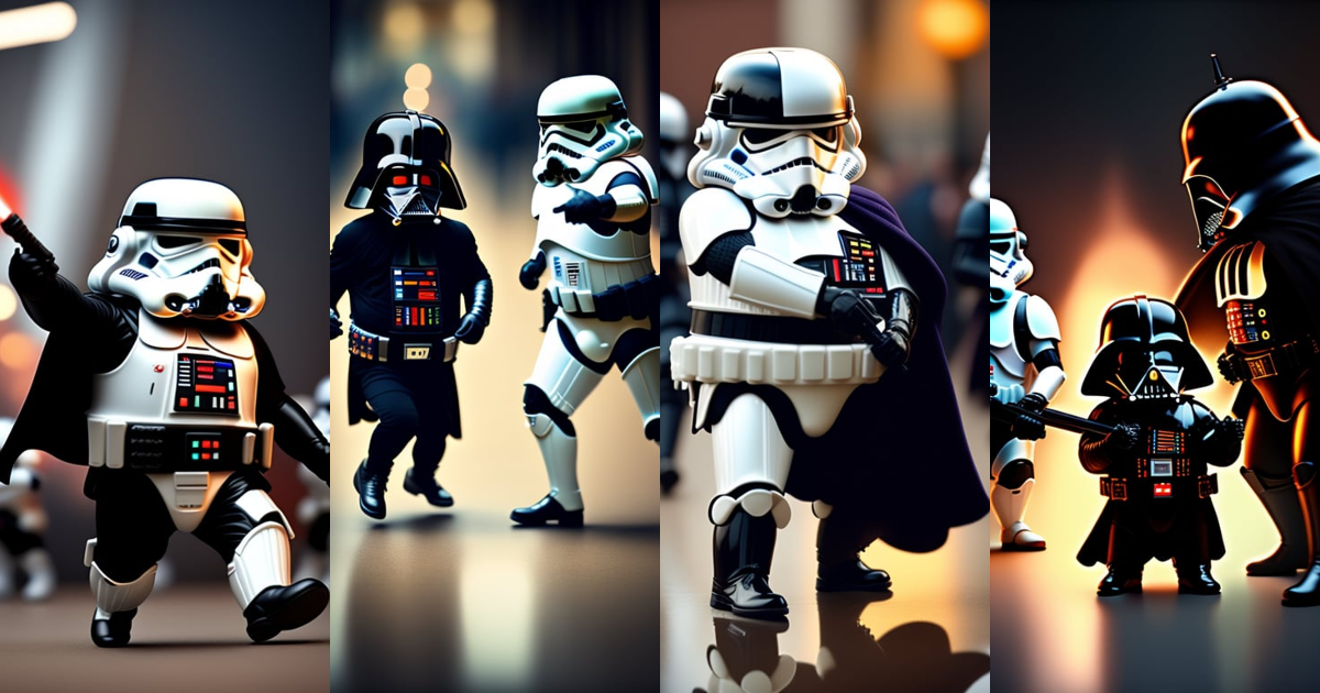 Lexica - Little fat Darth Vader dancing and Stormtroopers, hd