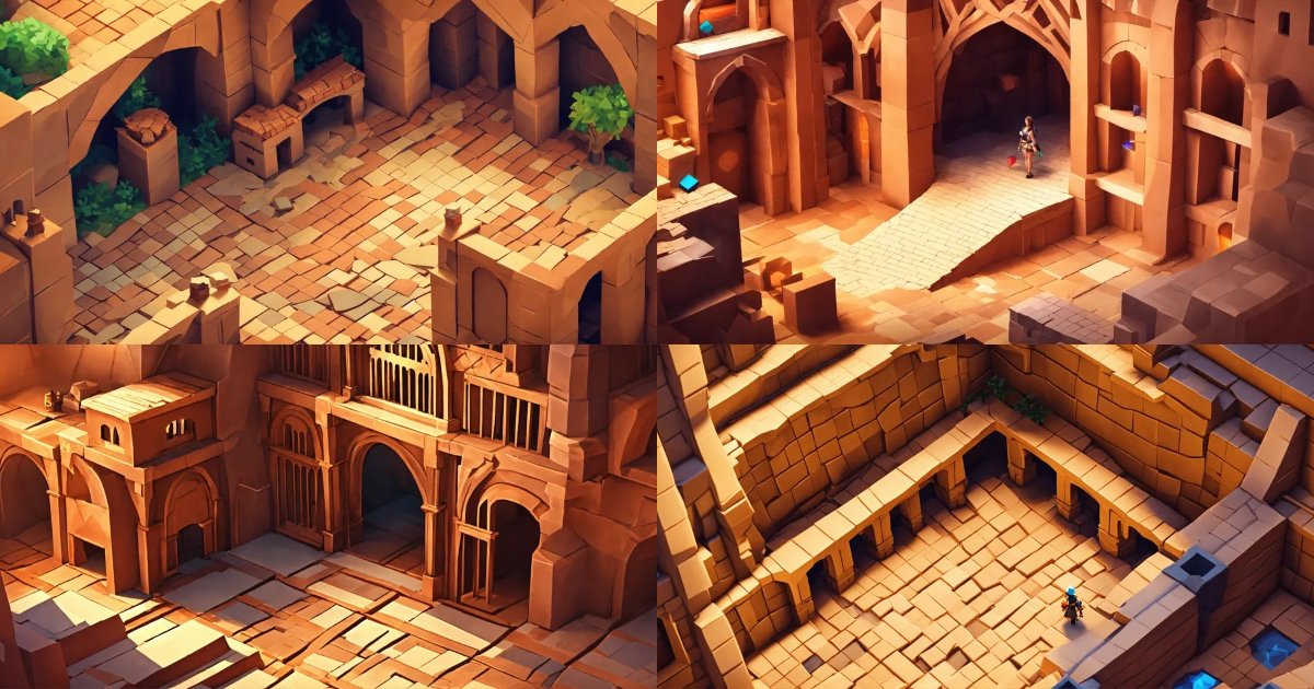 Lexica - A top-down view, 3d low poly puzzle , inspired by monument ...