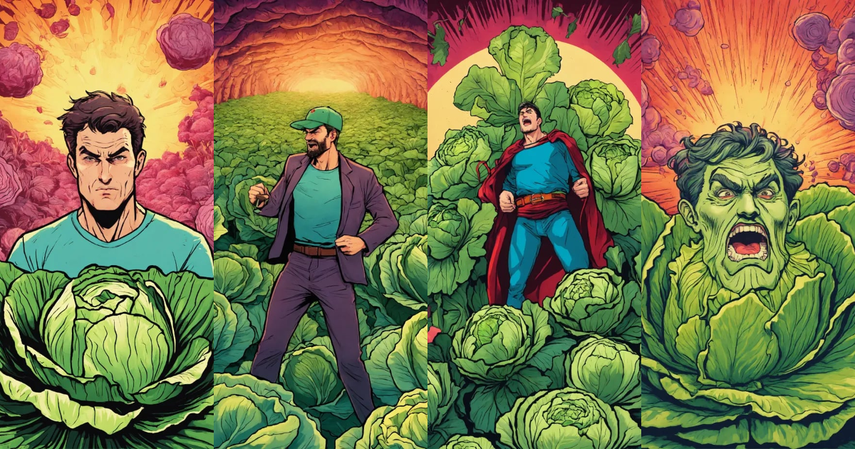 Lexica - An aggressive man get into the cabbage. comics, psychedelic ...