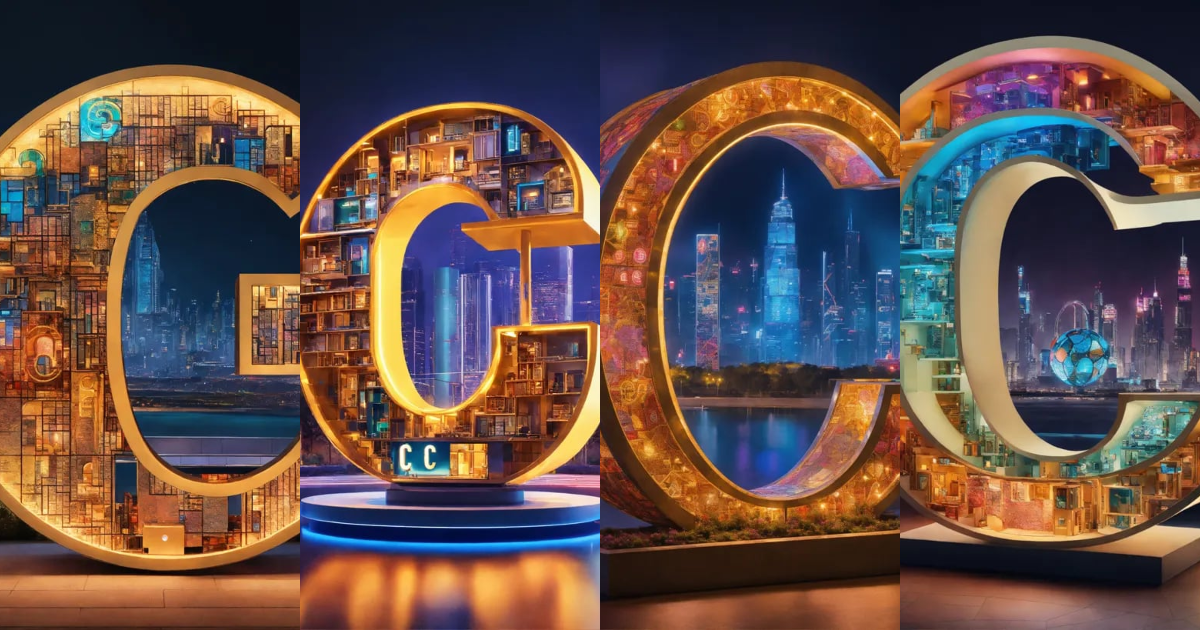 Lexica - Letter C in a richly decorated complex structure. the letter C ...