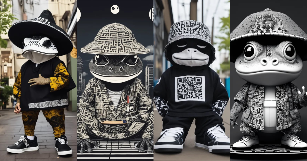 Lexica - A toad made out of a 3d black and white optical illusion, ying ...