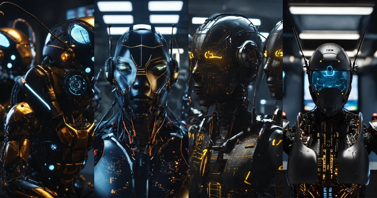 Lexica - Group of 3 black cockroach faced humanoids with detailed ...