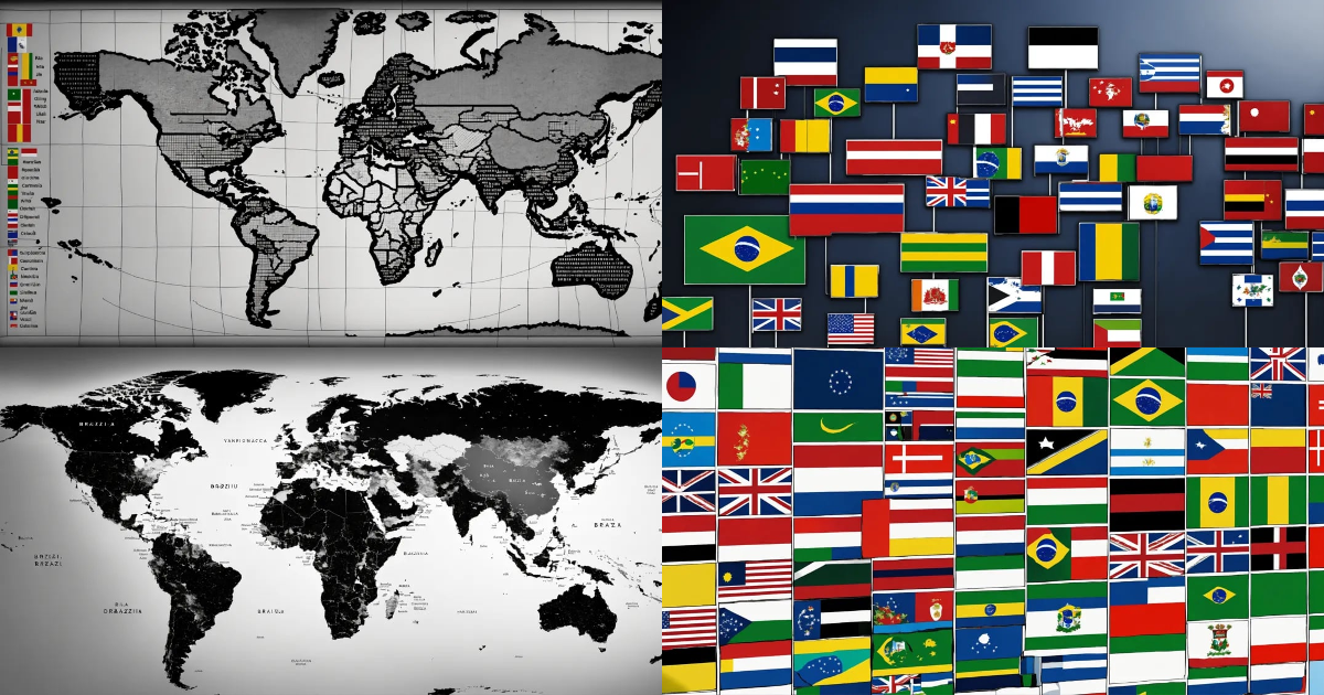 Lexica - A vertical global map in black and white with small country ...