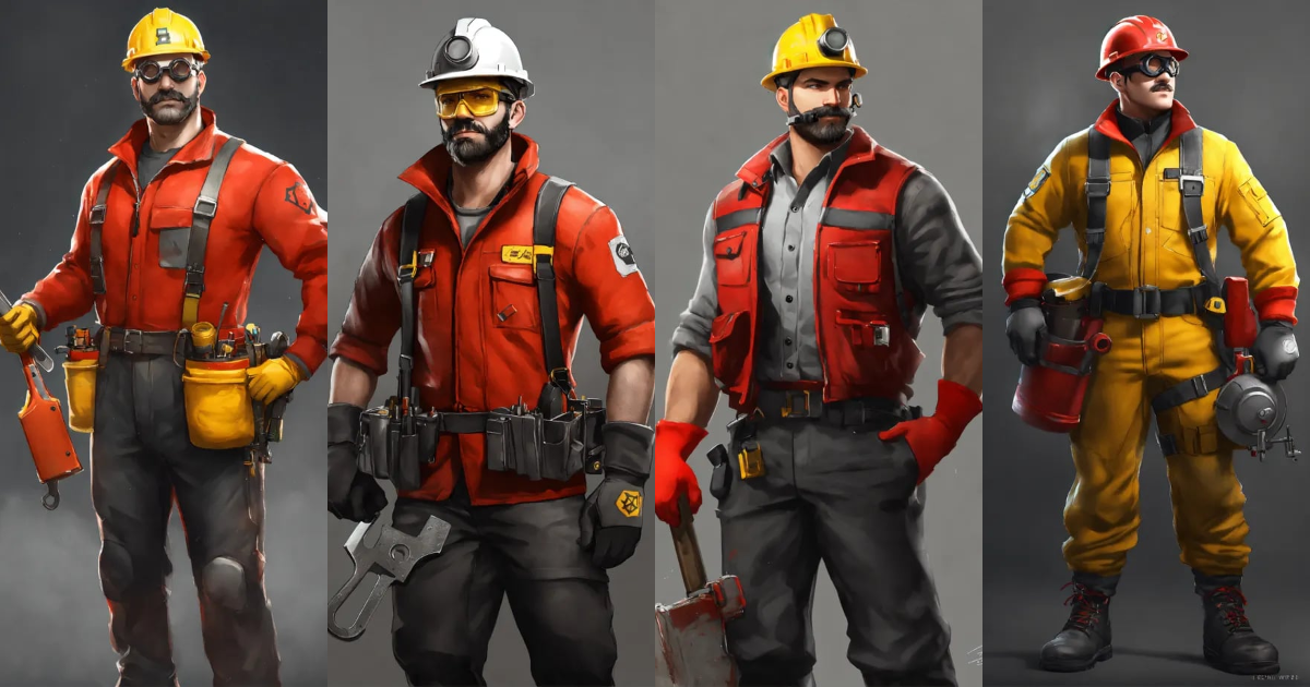 Lexica - The Red Engineer from Team Fortress 2 wearing a red work ...