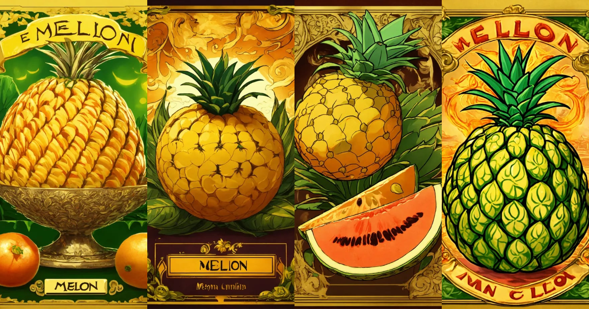Lexica - A Ananas melon, pulp color organge based on the card "el melón ...