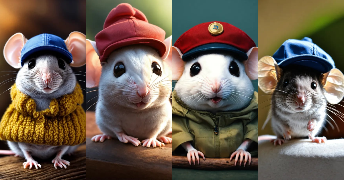 Lexica - A cute mouse wearing a cap