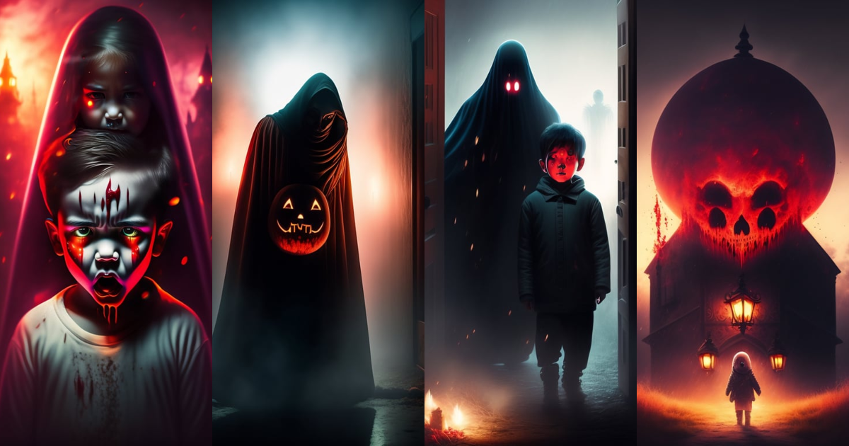 Lexica - Creepy ghost with thousand eyes in the faces, full of blood ...